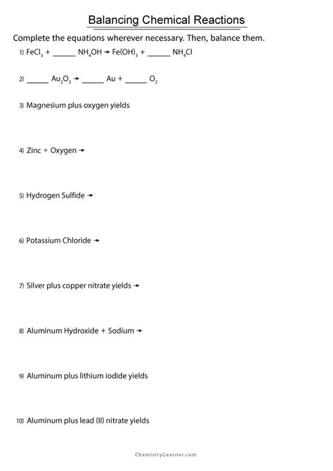 Free Printable Balancing Equations Worksheets Worksheets Library