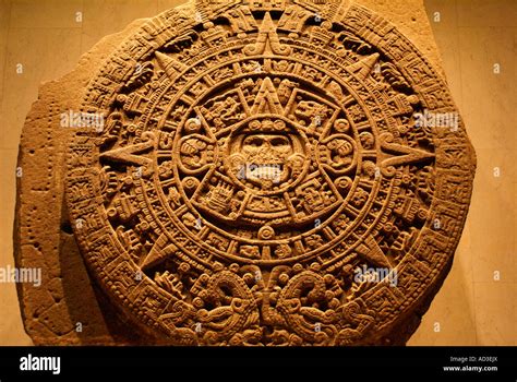Aztec Calendar Or Sun Stone In The Sala Mexica Of The National Museum