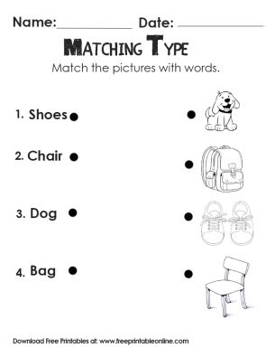 Matching Type Worksheet Match The Words W The Images