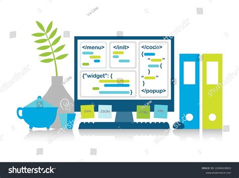 Coding Software Development Concept Computer Screen Stock Vector