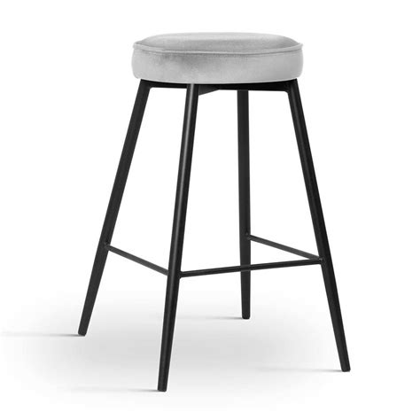 SCAUN DE BAR CIRCO 60 CM GRI NEGRU TAPITERIE DIN CATIFEA SI PICIOARE