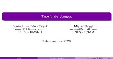 Teoría De Juegos Universidad Michoacana De San Nicolás Ichifismat
