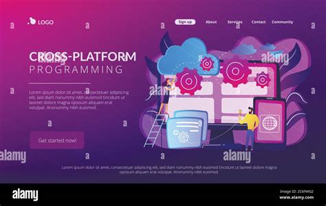 cross platform programming concept landing page stock vector image