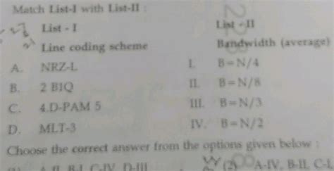 Match List I With List II D MLTr Choose The StudyX
