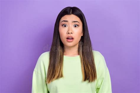 Photo Of Shocked Impressed Girl Dressed Green Sweatshirt Open Mouth Big