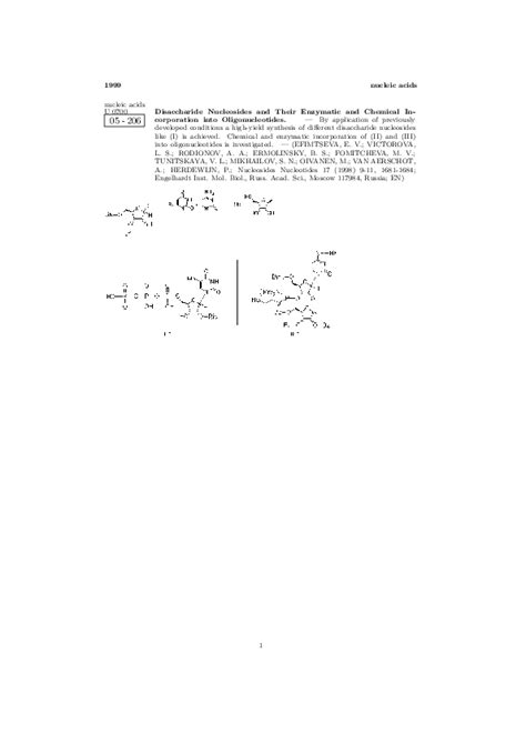Pdf Cheminform Abstract Disaccharide Nucleosides And Their Enzymatic