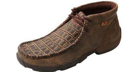 Twisted X Mens Alloy Toe Chukka Driving Work Mocs Caiman Printbrown