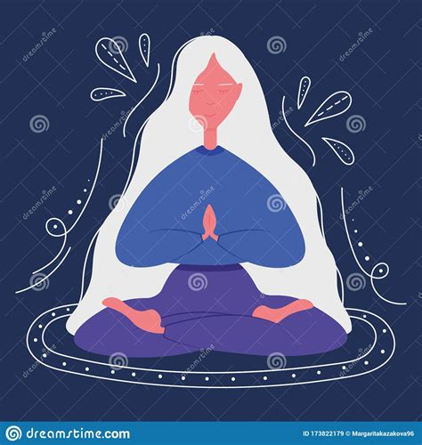 Girl Doing Yoga The Girl Sits In The Lotus Position Stock Illustration