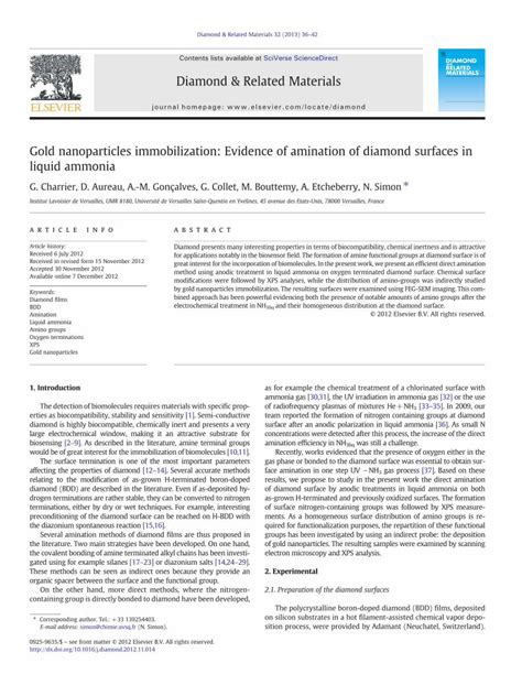 Pdf Gold Nanoparticles Immobilization Evidence Of Amination Of