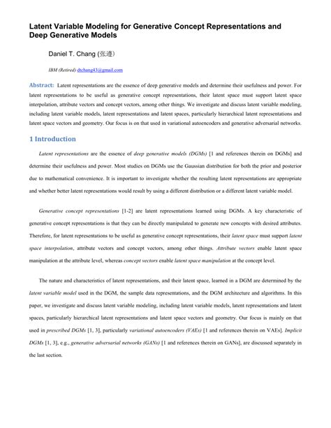 PDF Latent Variable Modeling For Generative Concept Representations And Deep Generative Models