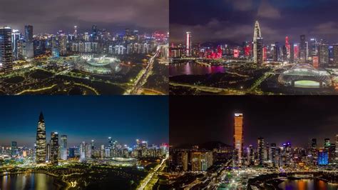 4k航拍深圳南山后海夜景延时合集视频素材下载