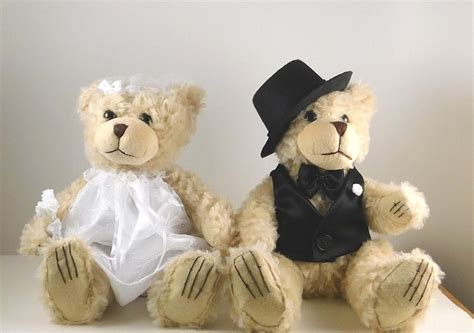 Bride And Groom Teddy Bears Wedding T Beige Wedding Bears Etsy