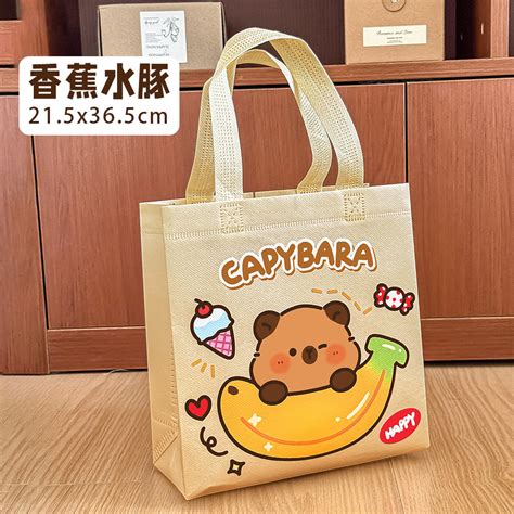 Wholesale Cartoon Capybara Pattern Tote Bags Ready Stock Waterproof Non
