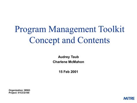 Program Management Toolkit Concept And Contents