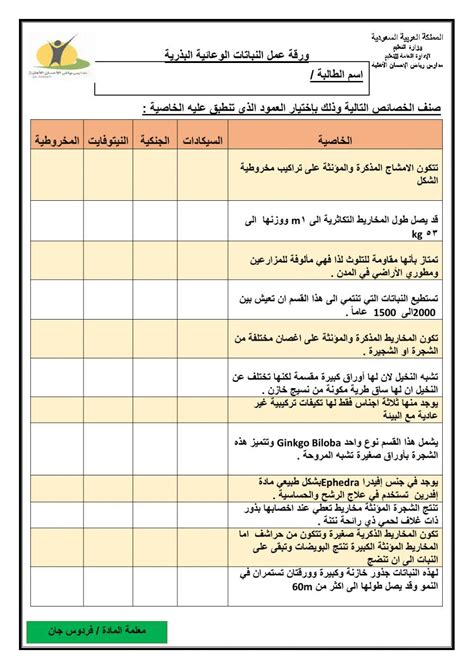 النباتات الوعائية البذرية Online Exercise For Live Worksheets