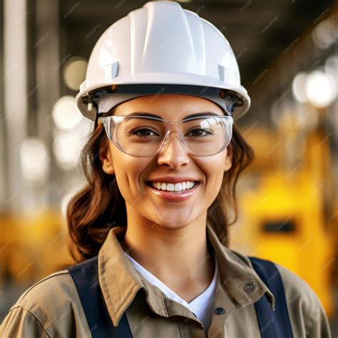 Premium Photo A Woman Wearing A Hard Hat That Says She Is Wearing A