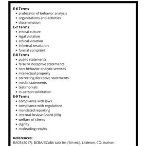 Section E Flash Cards Th Edition Task List ABA Study Etsy