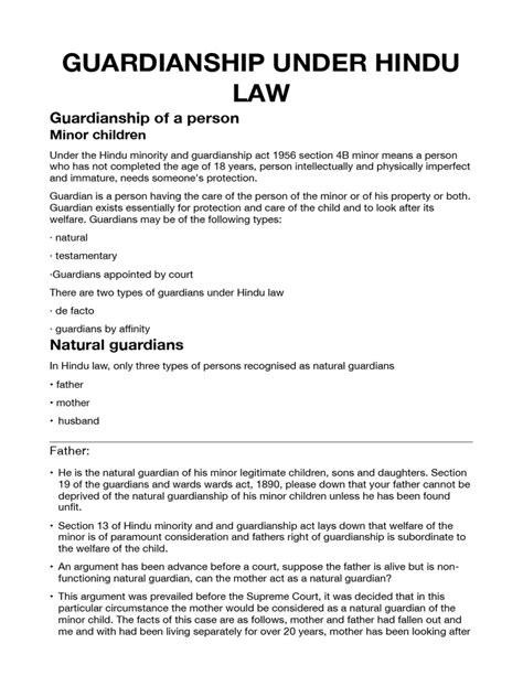 Guardianship Under Hindu Law Download Free Pdf Legal Guardian Justice