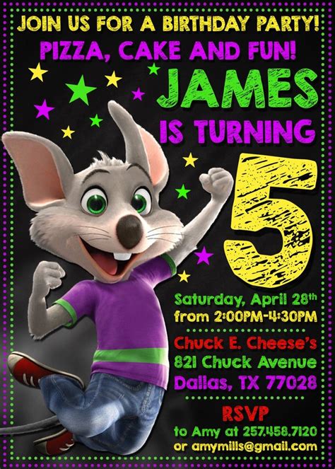 Chuck E Cheese Printable Invitations