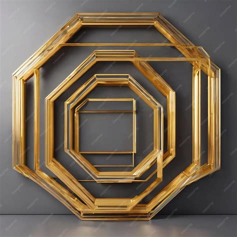 Premium Photo Gold Metal Frames Yellow Round Square And Hexagon