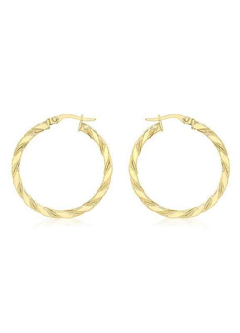 Tuscany Gold 9ct Yellow Gold Twist Hoop Creole Earrings Freemans