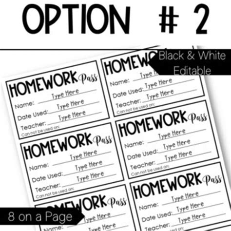 Editable Homework Passes By Daily Dose Of Mathematics Tpt