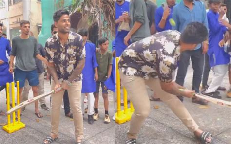 Suryakumar Yadav Spotted Playing Gully Cricket In Mumbai Plays Famous