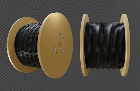 Premium Psd 3d Rendering Big Cable Roll Wheel Electric Spool Perspective View