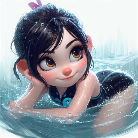 Vanellope Bathing In Black Swimsuit 5 By Myart70 On Deviantart