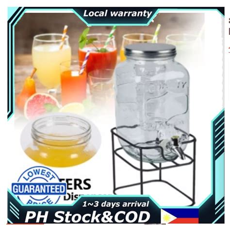 【2023】4l 5l 8l 10l Juice Drink Glass Jar Dispenser With Stand And