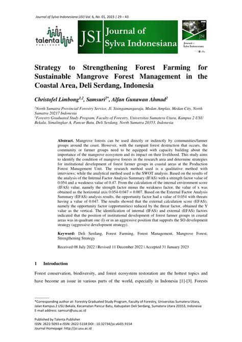 Pdf Strategy To Strengthening Forest Farming For Sustainable Mangrove