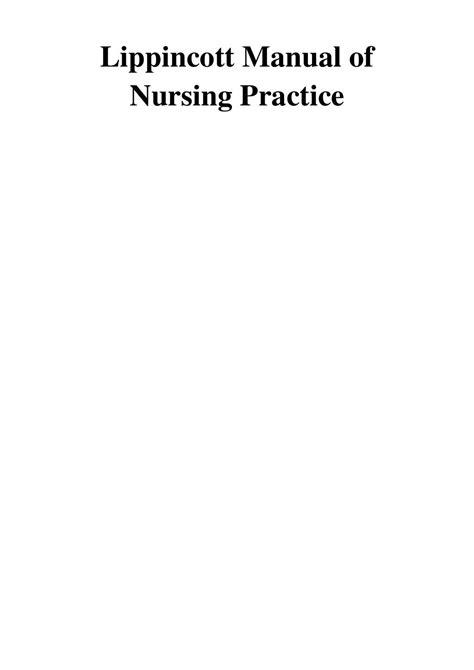 2018 Lippincott Manual Of Nursing Practice Pdf By Sandra M Netti