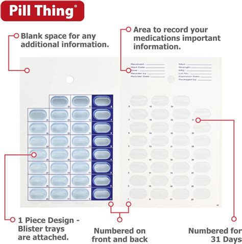 Monthly Pill Organizer Cold Seal Medication Blister Cards Easy To Use