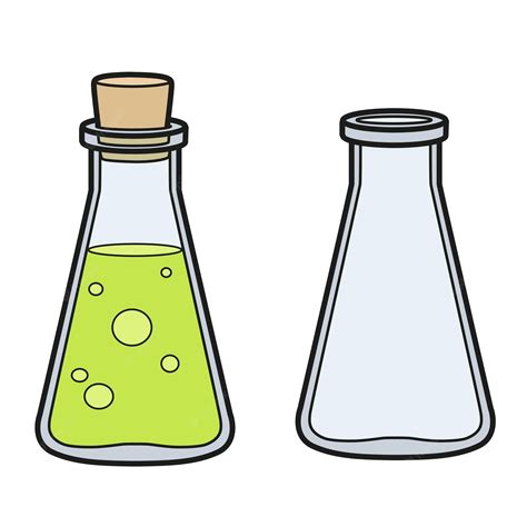 Premium Vector Chemical Equipment Glass Erlenmeyer Flask Color