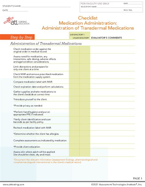 Ati Medication Administration Administering Transdermal Medications