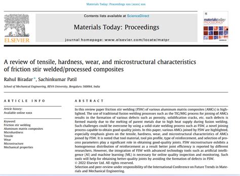 Pdf A Review Of Tensile Hardness Wear And Microstructural Characteristics Of Friction Stir