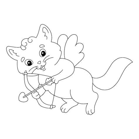 Página Do Livro De Colorir Do Gato Cupido Para Crianças Personagem De
