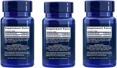 Life Extension Vitamin D3 5000 Iu 60 Softgels 3 Pak