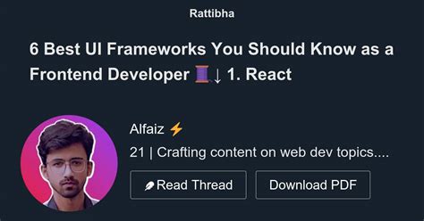 6 Best Ui Frameworks You Should Know As A Frontend Developer 🧵↓ Thread From Alfaiz Ali