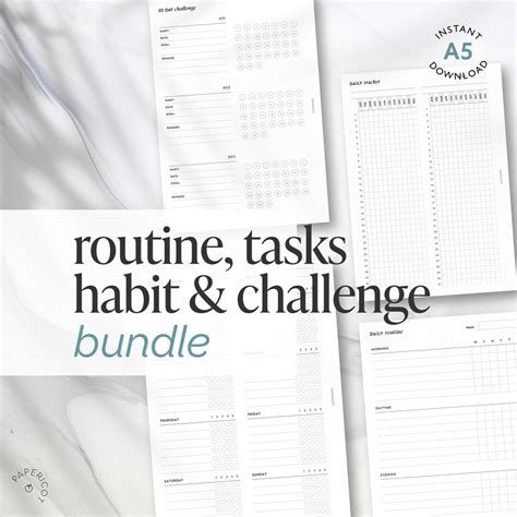 A5 Task Routine And Habit Bundle Undated Agenda • Planner Inserts