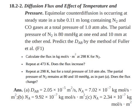 Solved Diffusion Flux And Effect Of Temperature And Chegg Com