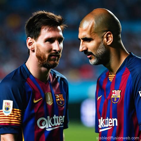 Lionel Messi And Pep Guardiola Image Stable Diffusion Online