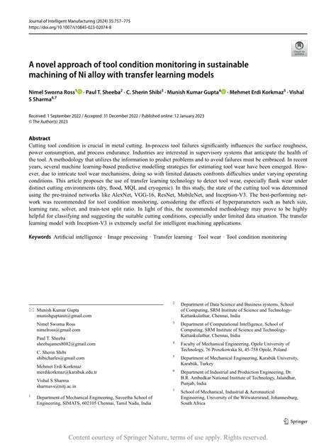 Pdf A Novel Approach Of Tool Condition Monitoring In Sustainable