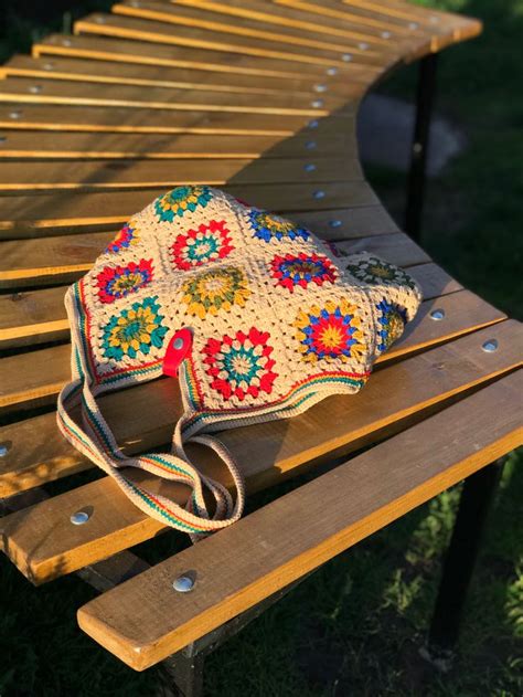 Сумка из бабушкиных квадратов Сумки Квадраты Бабушкин квадрат