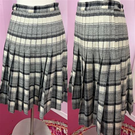 Gray Plaid Skirt Etsy
