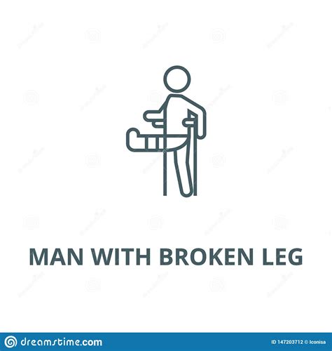 Mens Met Gebroken Been Pictogram Van De De Steunpilaar Het Vectorlijn
