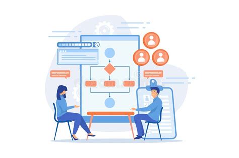 Hr Manager With Employee At Interview And Business Flow Chart Employee