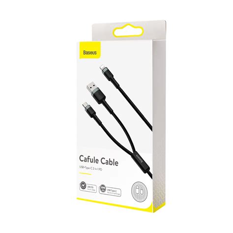 Lightning Кабель Baseus Cafule Usb Type C 2 In 1 Pd Cable 18w 1 2m купить по 2 900 ₸ Baseus