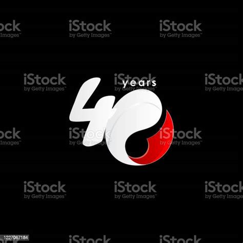 40 주년 기념 기념 번호 빨간색과 흰색 벡터 템플릿 디자인 일러스트 0명에 대한 스톡 벡터 아트 및 기타 이미지 0명