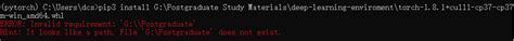 （pytorch 离线安装torch包）error invalid requirement ‘g postgraduate‘ hint